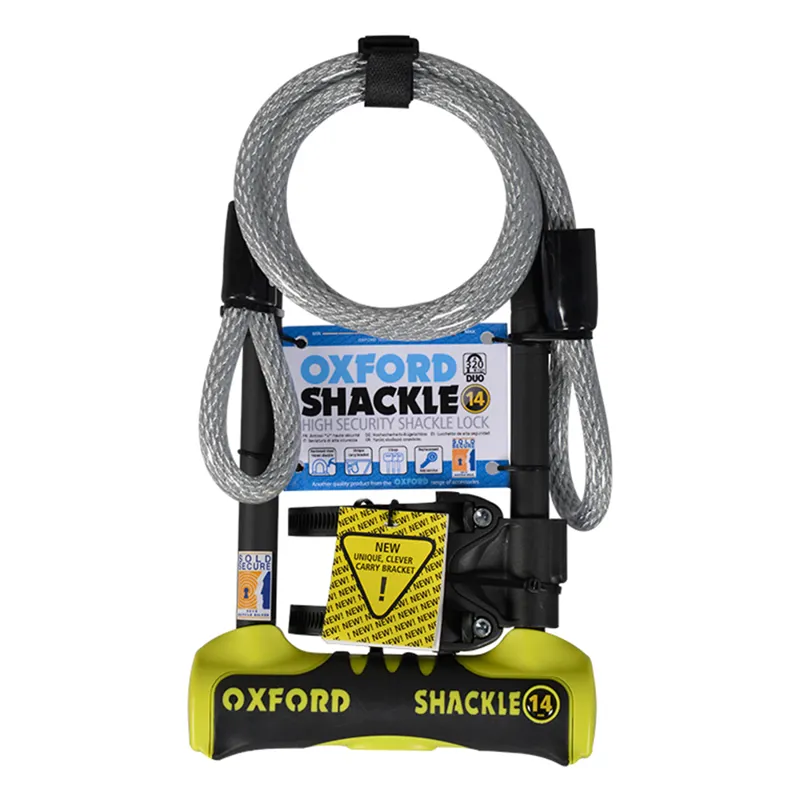 Oxford Shackle 14 Duo 320mm X 177mm U-Lock in Yellow