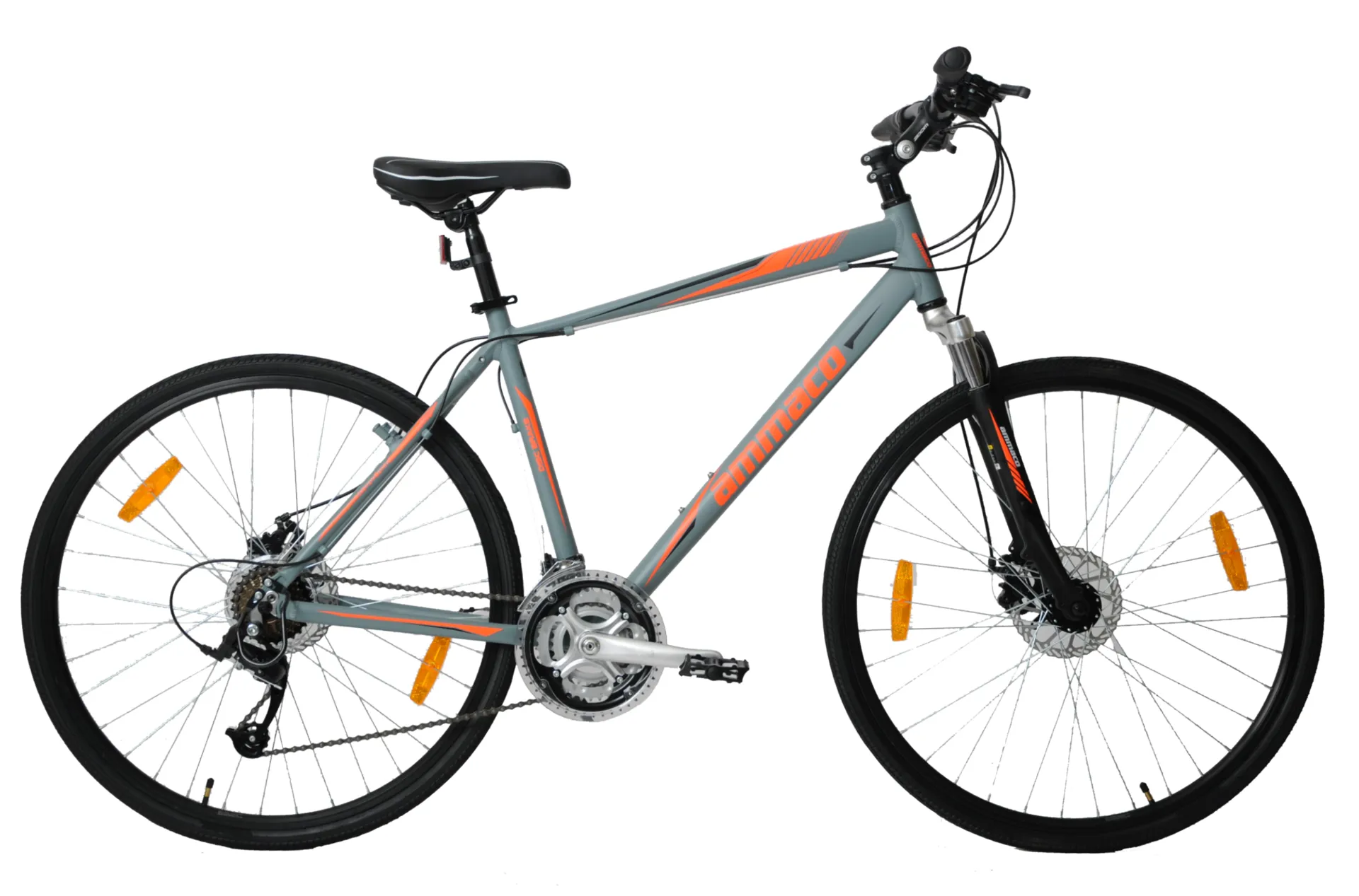 Ammaco Road Runner Pro D 700c Sports Hybrid Grey and Orange